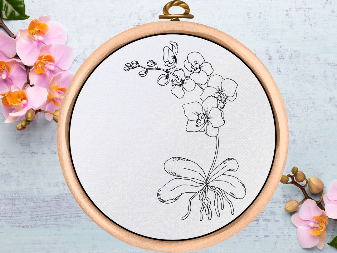 Orchid Floral Hand Embroidery Pattern (PDF Pattern) - Etsy