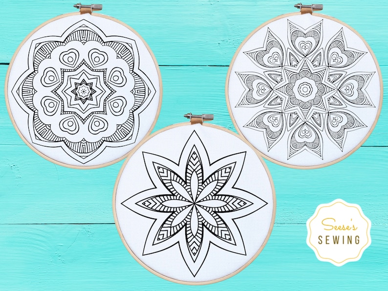 PDF Pattern Bundle Mandala Hand Embroidery Pattern Pack 9 - Etsy