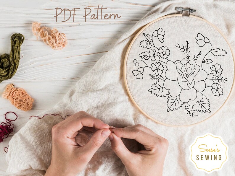 Flowers Hand Embroidery Pattern PDF Pattern Download - Etsy