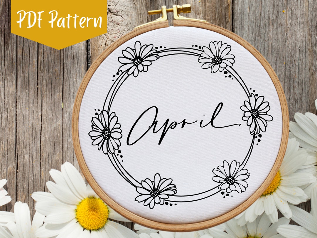 April Daisies Hand Embroidery Pattern, PDF Pattern Download, Daisy ...