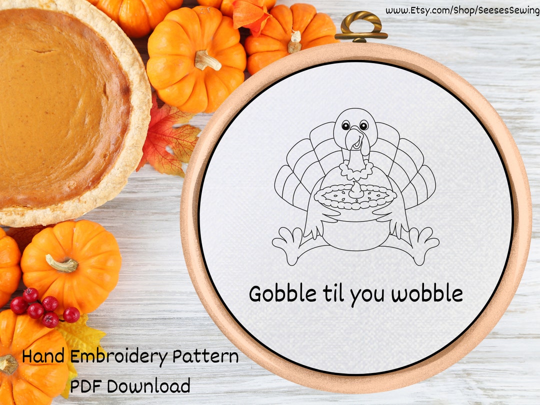 PDF Pattern - Thanksgiving Hand Embroidery Design - Instant Download ...