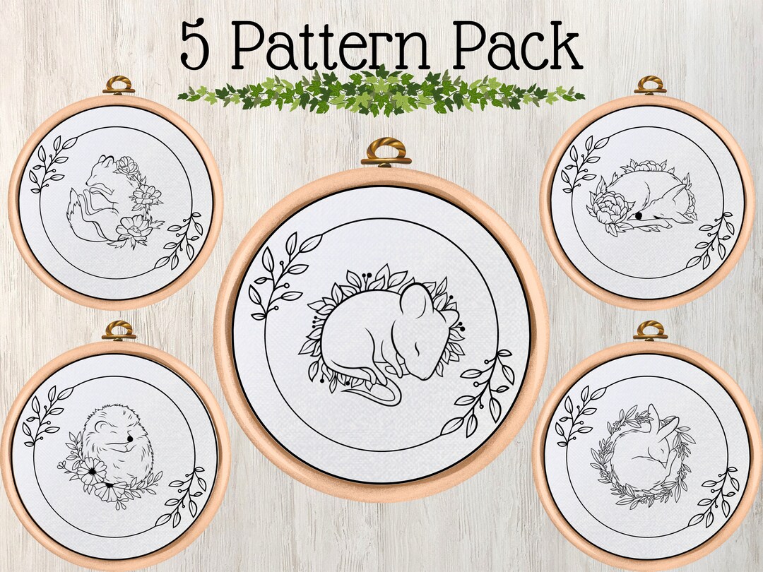 Woodland Animals Hand Embroidery Pattern Pack (PDF Download) - Etsy