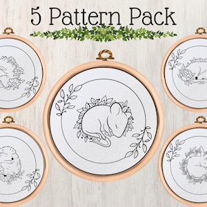 Woodland Animals Hand Embroidery Pattern Pack (PDF Download) - Etsy
