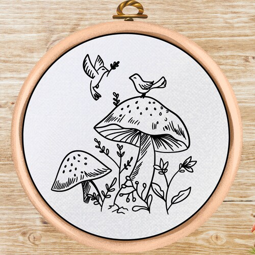 Hand Embroidery Pattern Mushroom Simple Embroidery PDF - Etsy