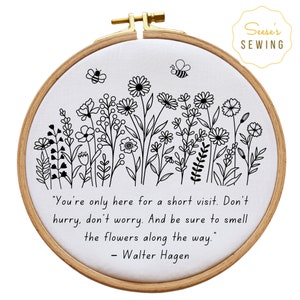 Floral Quote Hand Embroidery Pattern PDF - Digital Download - Etsy UK