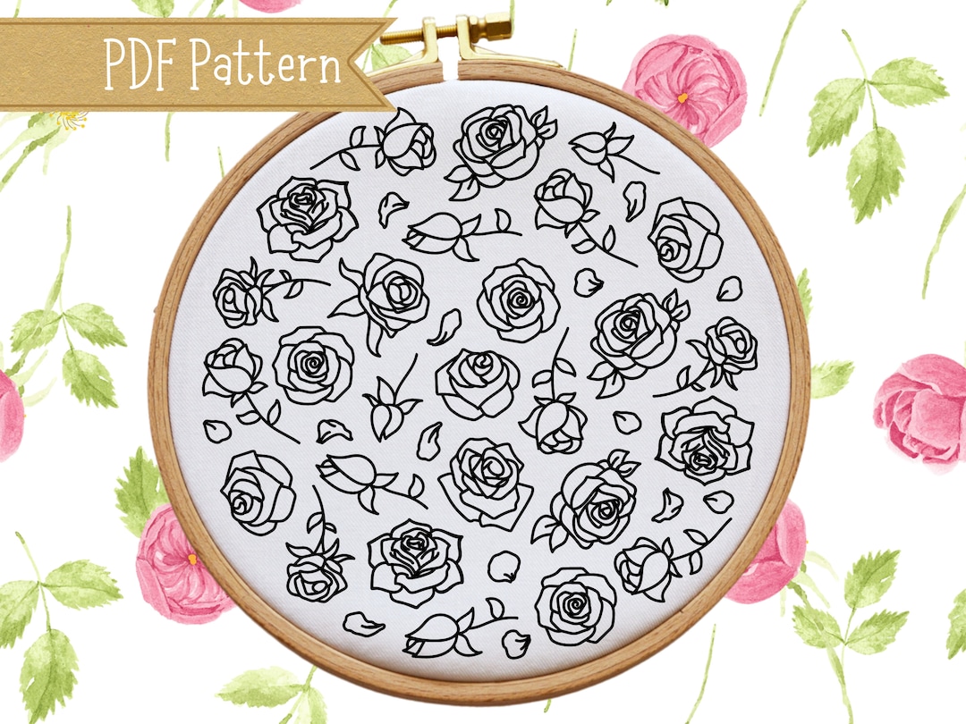 Hand Embroidery PDF Pattern, Roses and Rose Buds, Embroidery Design ...
