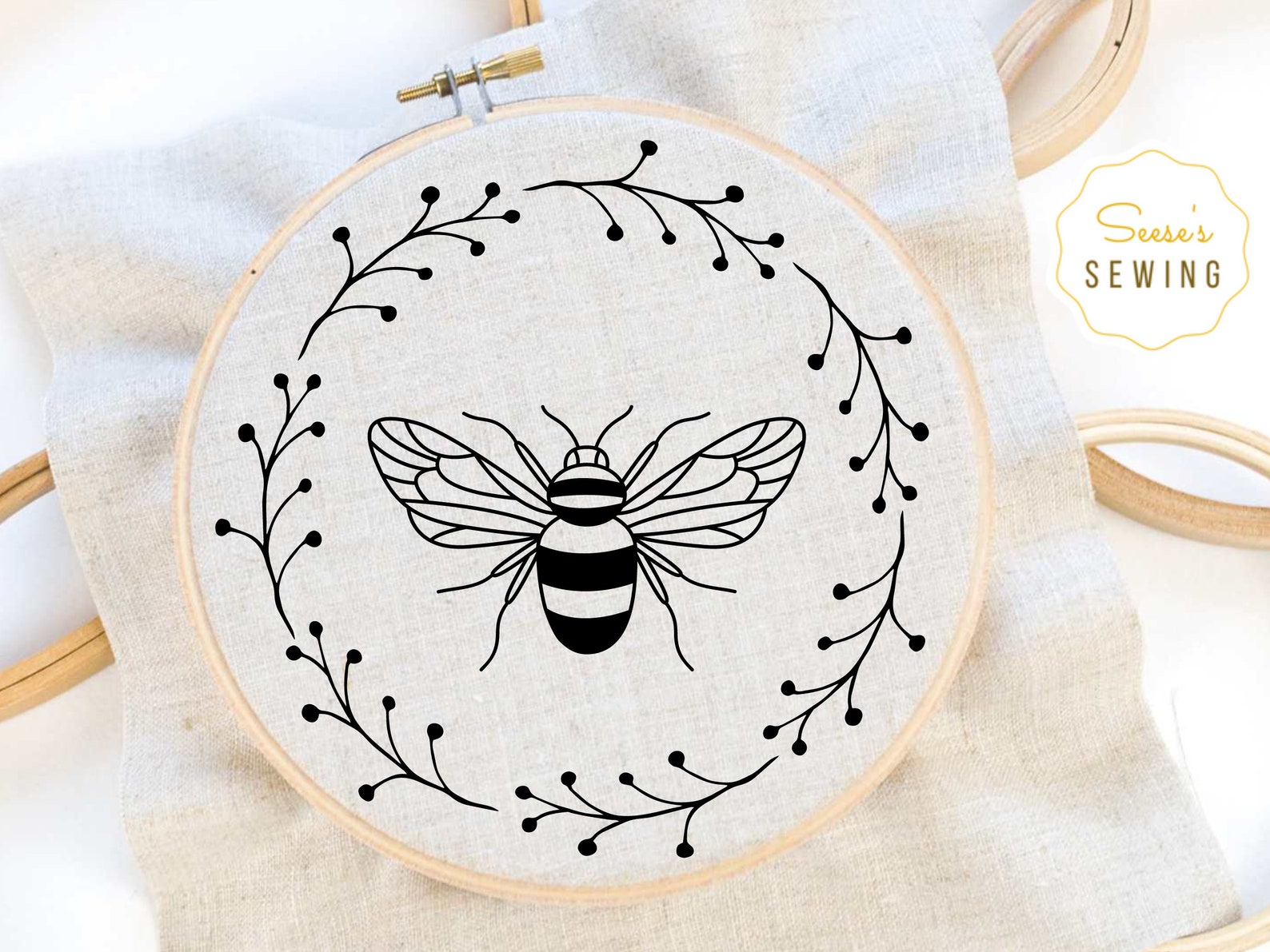 Bee Hand Embroidery Pattern Floral Embroidery PDF Pattern Instant ...