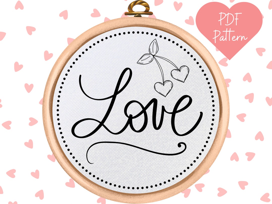 Love Heart Cherry Hand Embroidery Pattern (PDF Pattern) - Etsy