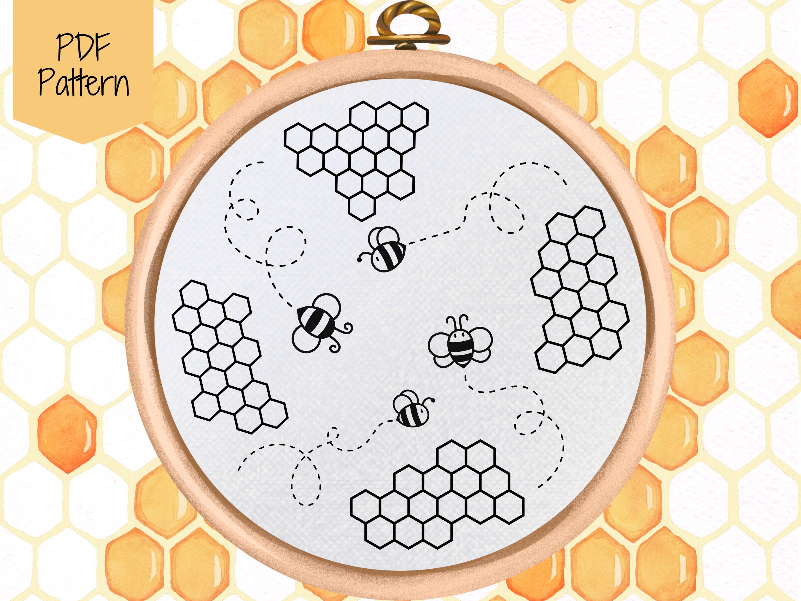 PDF Pattern Honey Bee Hand Embroidery Design Bumble Bee - Etsy