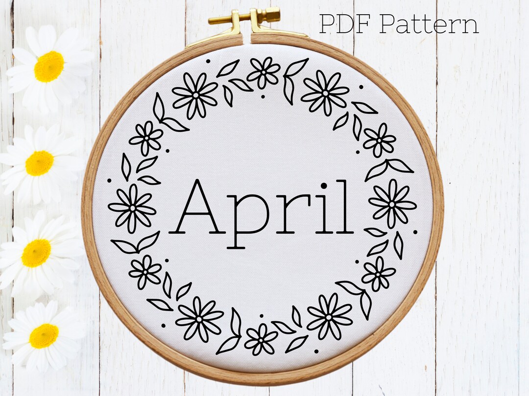 Hand Embroidery PDF Pattern, April Daisies, April Birth Flower - Etsy