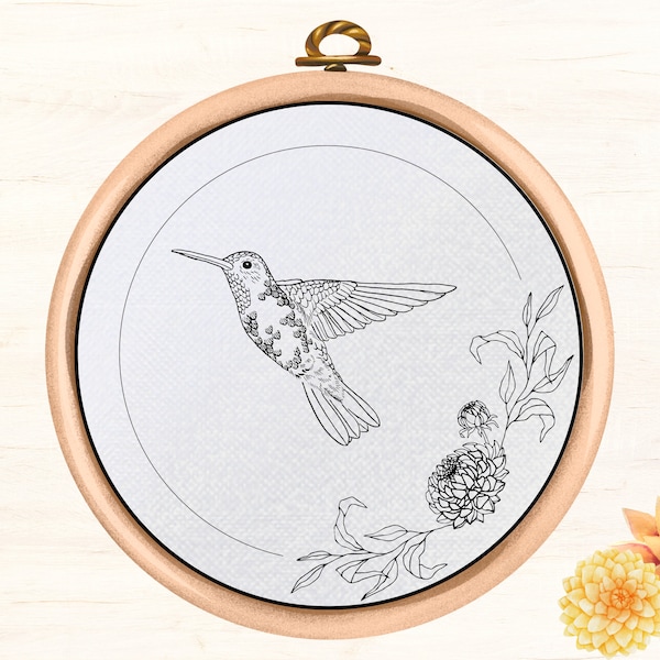 Hummingbird Embroidery Design - Etsy