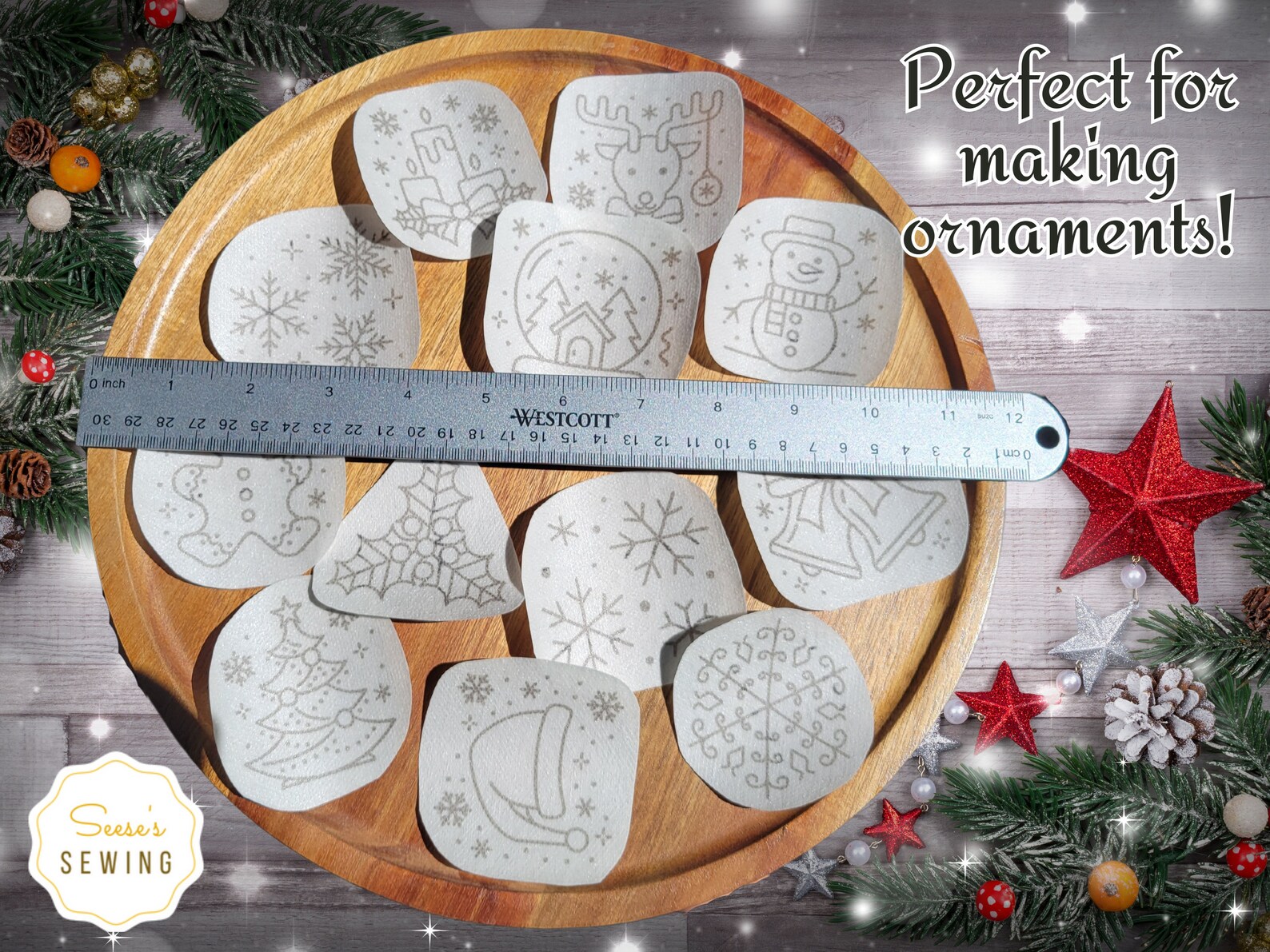 Festive Collection: 12 Christmas Themed Stick and Stitch Hand ...