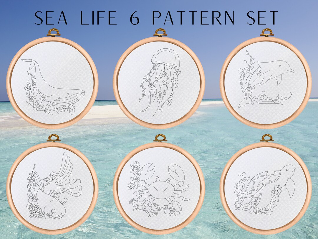 PDF Pattern Bundle - Sea Life - Hand Embroidery Pattern Pack - 6 Designs - Instant Download - Etsy