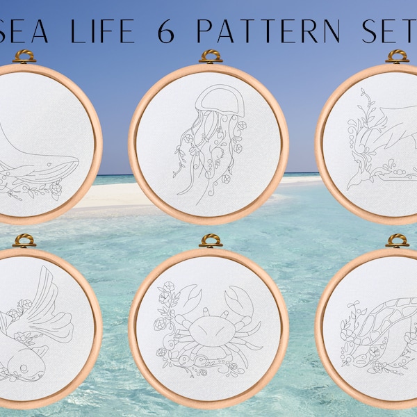 Sea Life Embroidery - Etsy