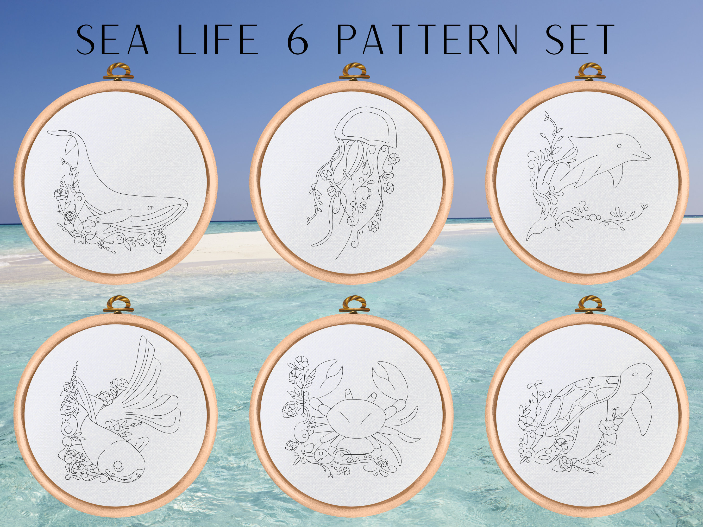 PDF Pattern Bundle Sea Life Hand Embroidery Pattern Pack - Etsy UK