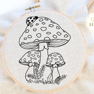 Toadstool Hand Embroidery Pattern - PDF Pattern Download - Ferns and ...
