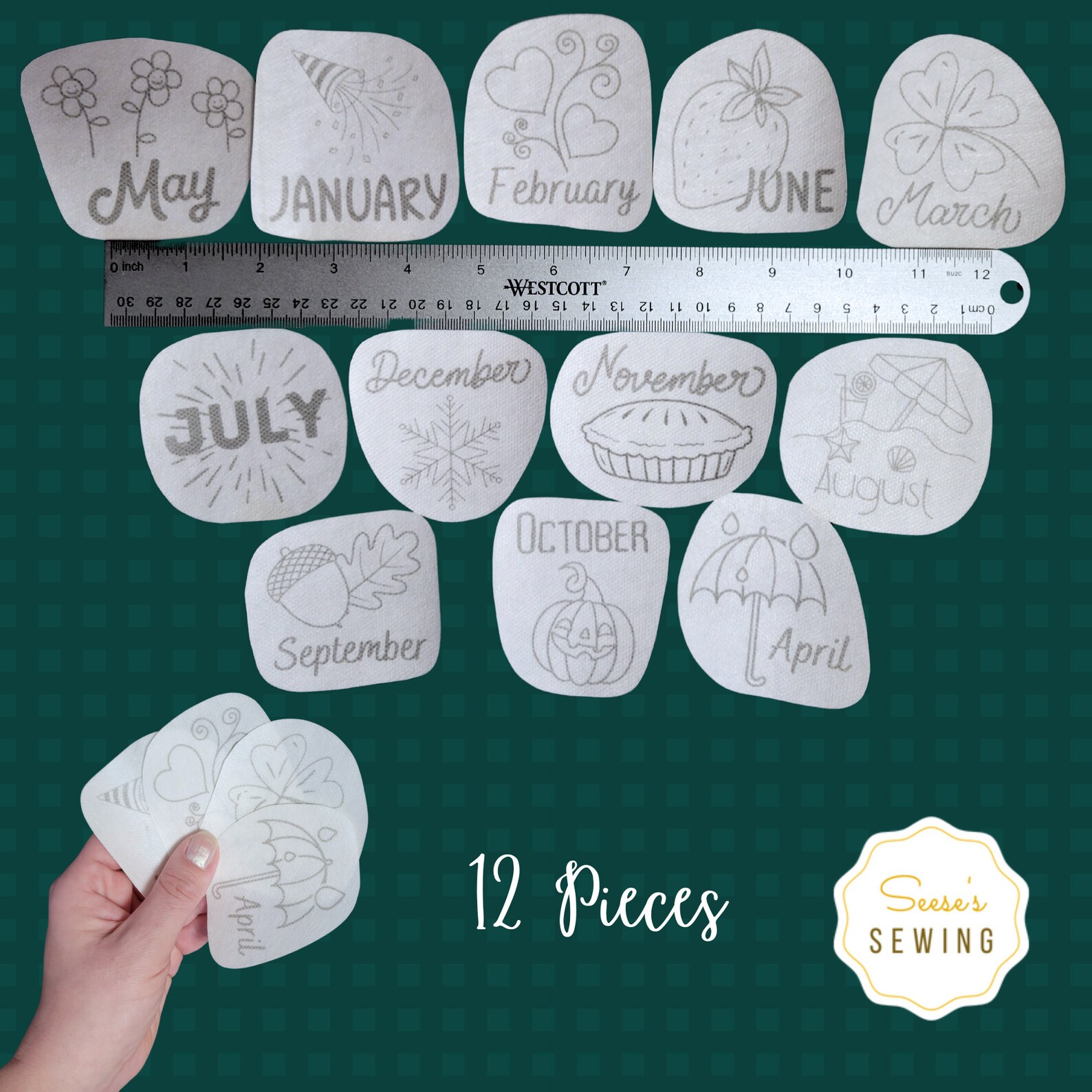 Calendar Month Stick and Stitch Hand Embroidery Patterns (set of 12) - Etsy