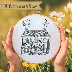 Hand Embroidery PDF Pattern - House and Garden - Instant Download in 5 ...