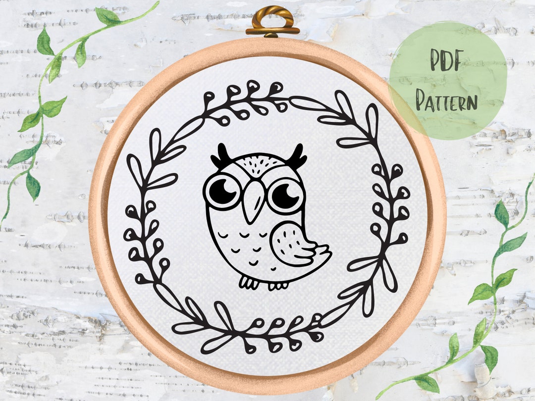 Owl Embroidery Pattern PDF Pattern Instant Download Easy Embroidery ...