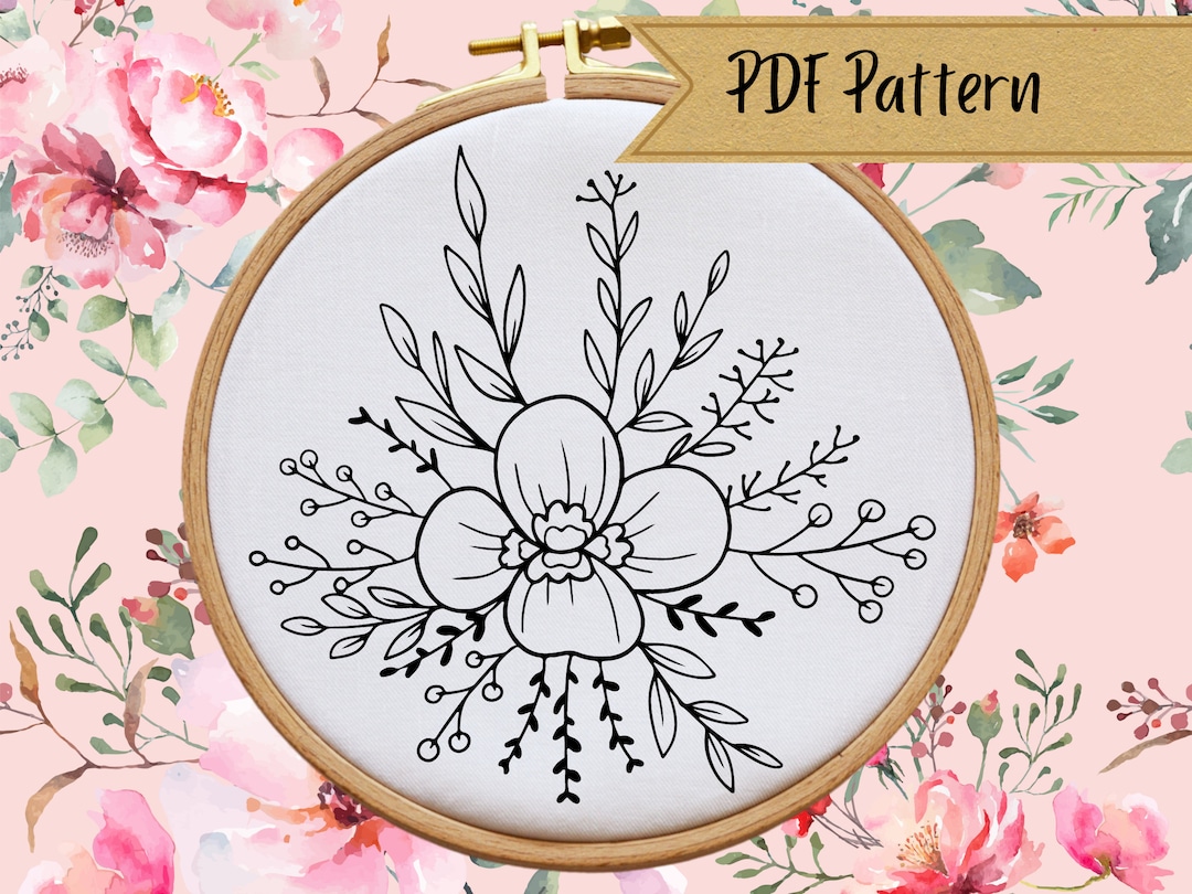 Hand Embroidery PDF Pattern, Flowers, Floral Embroidery Design ...