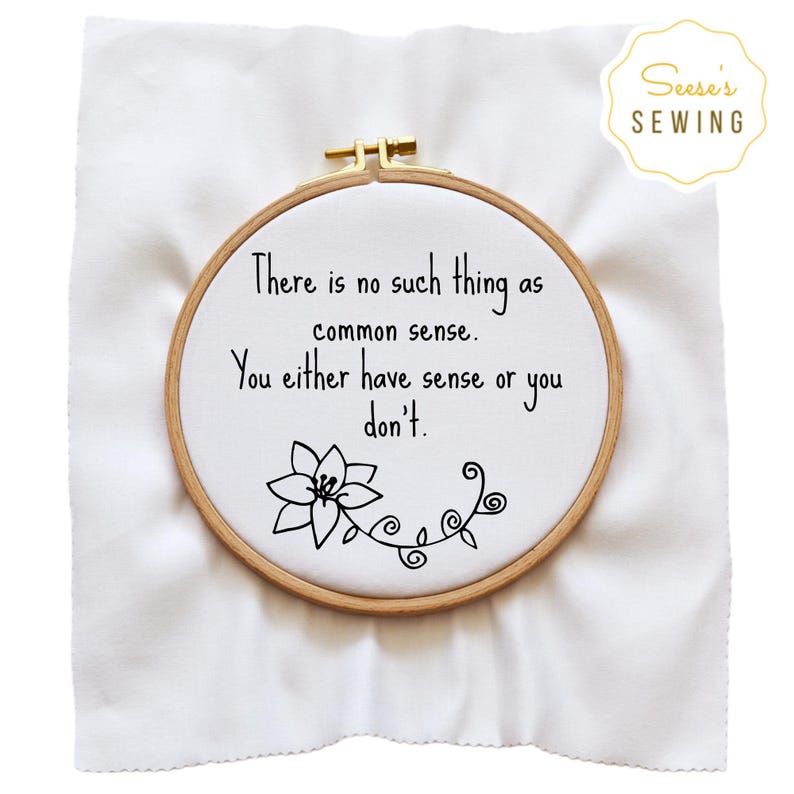 Floral Hand Embroidery PDF Pattern With Inspirational Quote - 5 Sizes ...