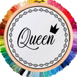 PDF Pattern - Queen Hand Embroidery Design - Digital Download - Yas ...