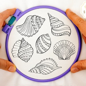 Seashells Hand Embroidery Pattern - PDF Pattern Download - Modern ...