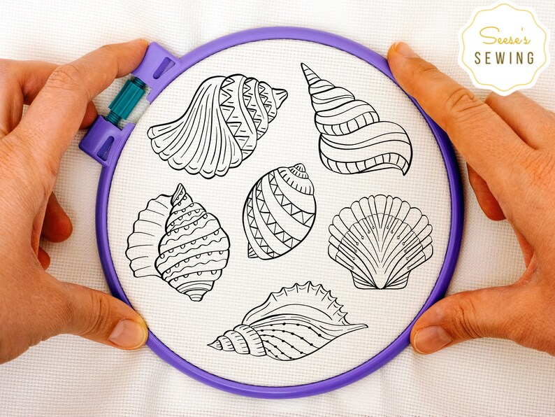 Seashells Hand Embroidery Pattern PDF Pattern Download - Etsy