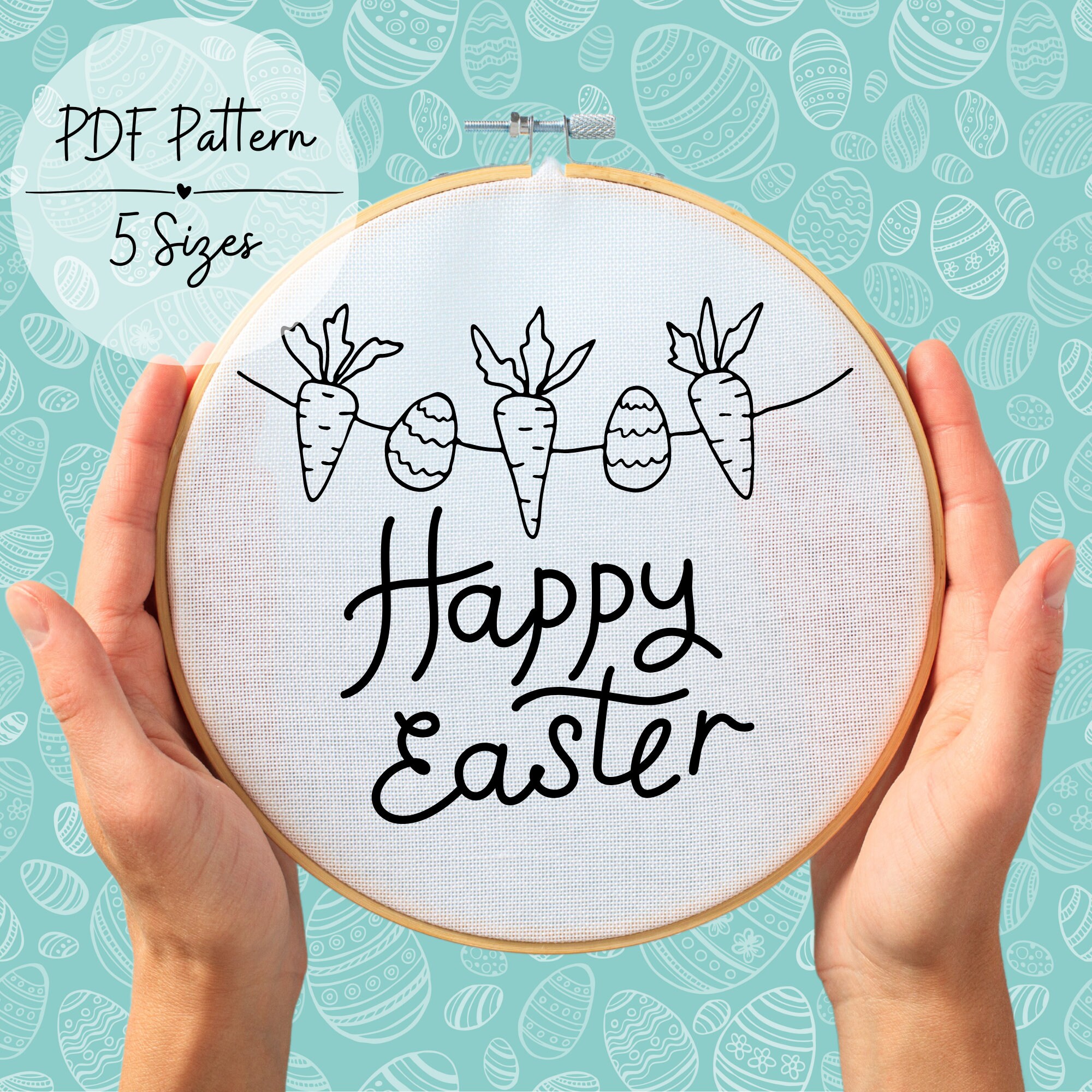Happy Easter Hand Embroidery PDF Pattern - 5 Sizes Available - Digital ...