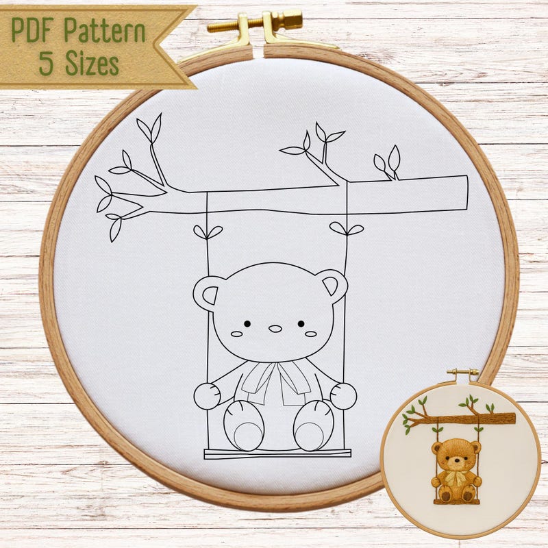 Bear Hand Embroidery - Etsy