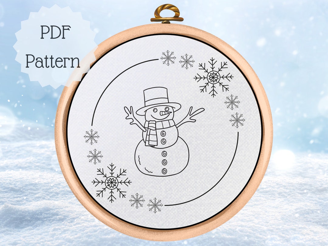 PDF Pattern - Snowman Hand Embroidery Pattern - Digital Download ...