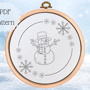 PDF Pattern - Snowman Hand Embroidery Pattern - Digital Download ...