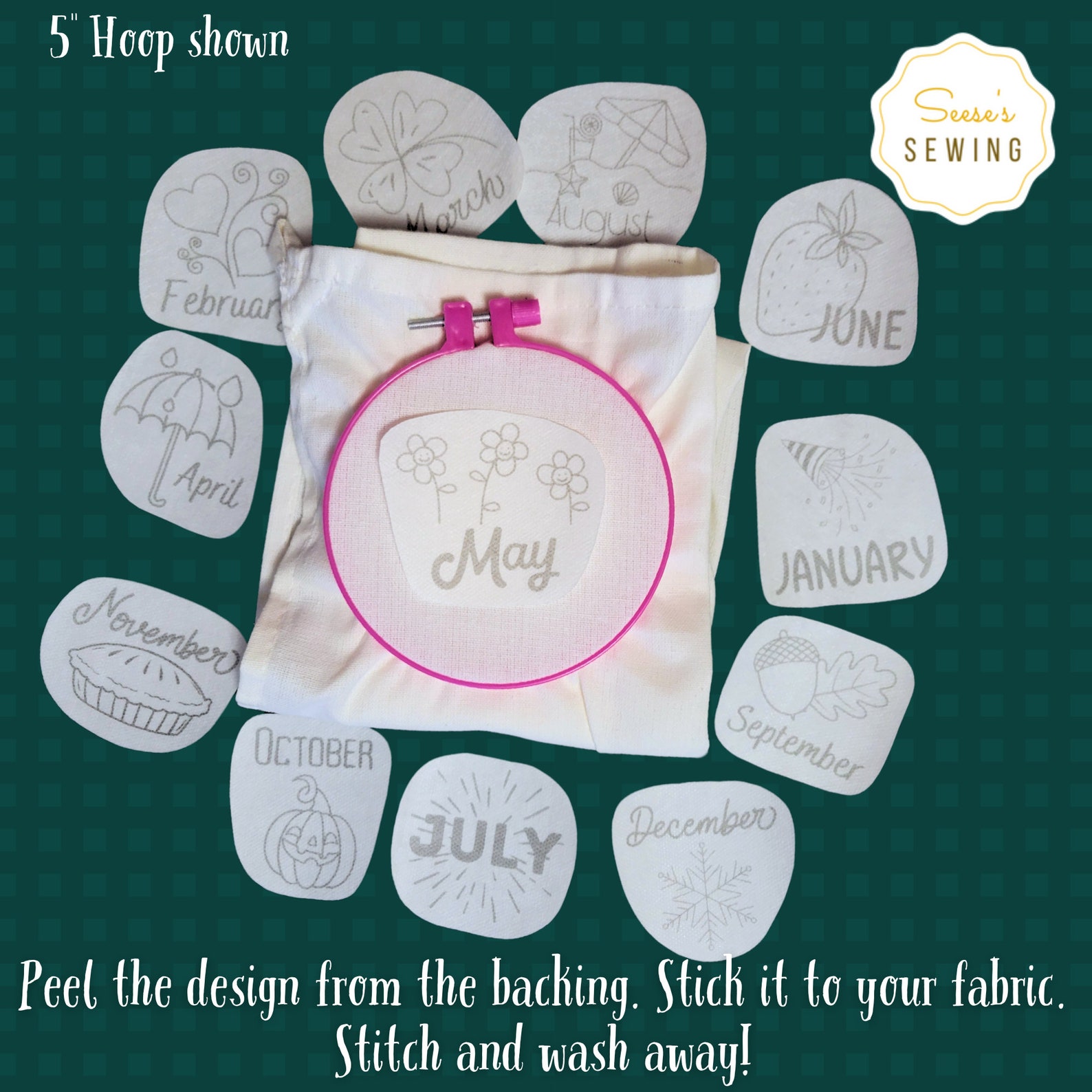 Calendar Month Stick and Stitch Hand Embroidery Patterns (set of 12) - Etsy