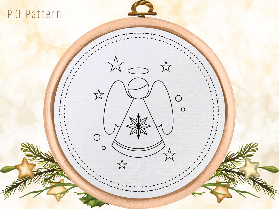 PDF Pattern - Christmas Angel Hand Embroidery Design - Angel - Beginner ...