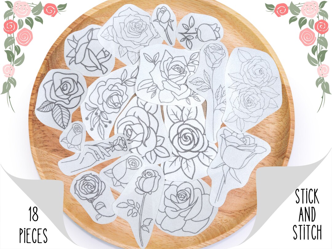 Rose Stick and Stitch Patterns - Embroidery Design Bundle - Set of 18 ...