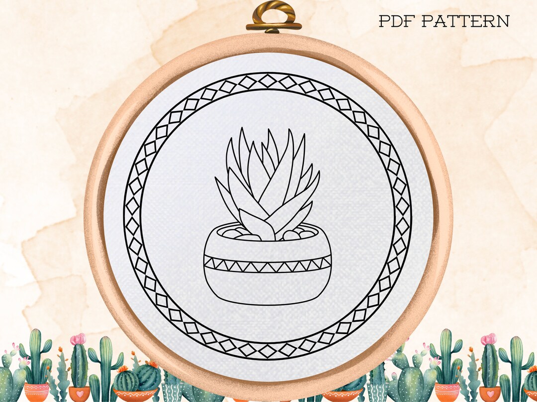 Potted Succulent Hand Embroidery Pattern: Floral Design (PDF Pattern ...