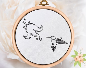 Hummingbirds and Flower Bouquet PDF Embroidery Pattern Instant Download ...