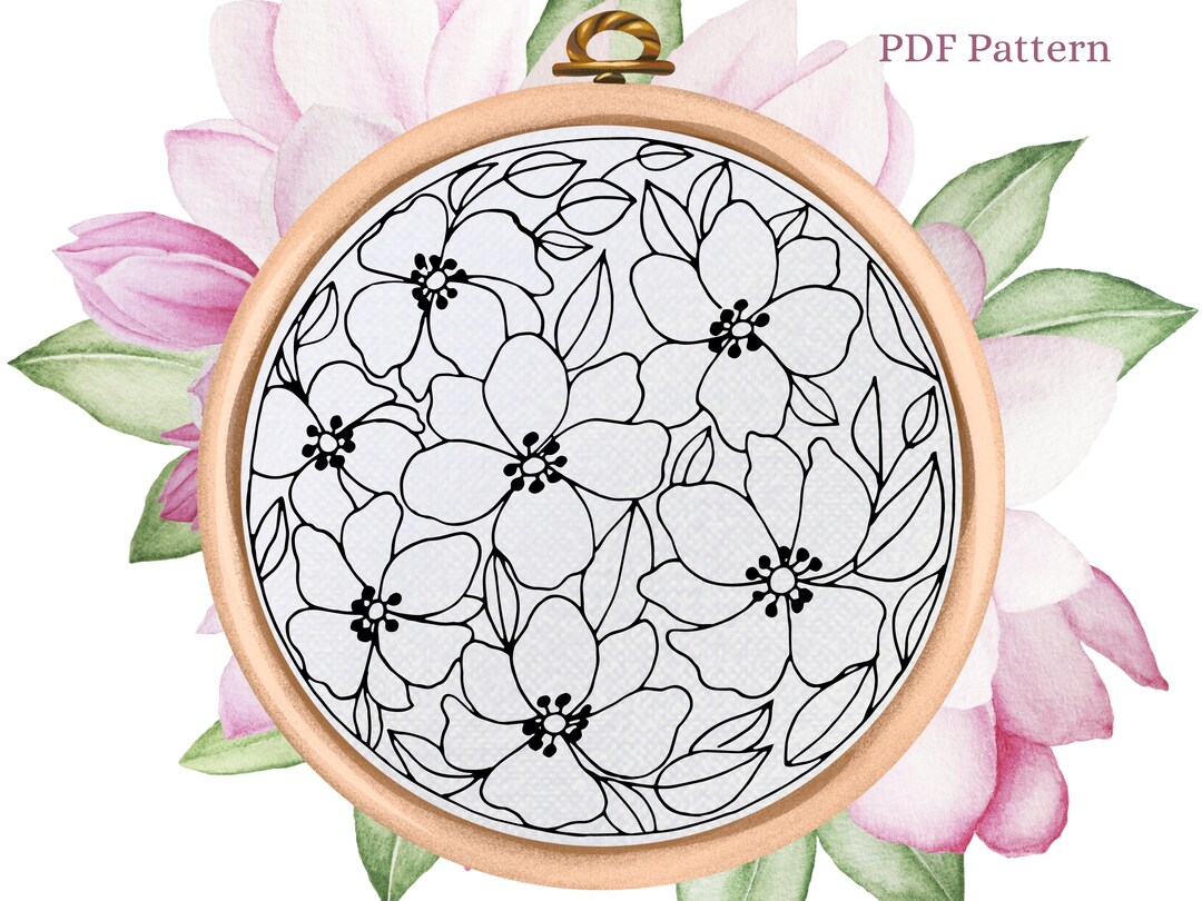 Flowers Hand Embroidery Pattern PDF Pattern Download Floral Embroidery ...
