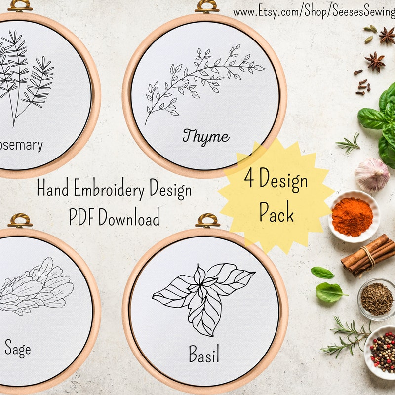 Herb Embroidery - Etsy