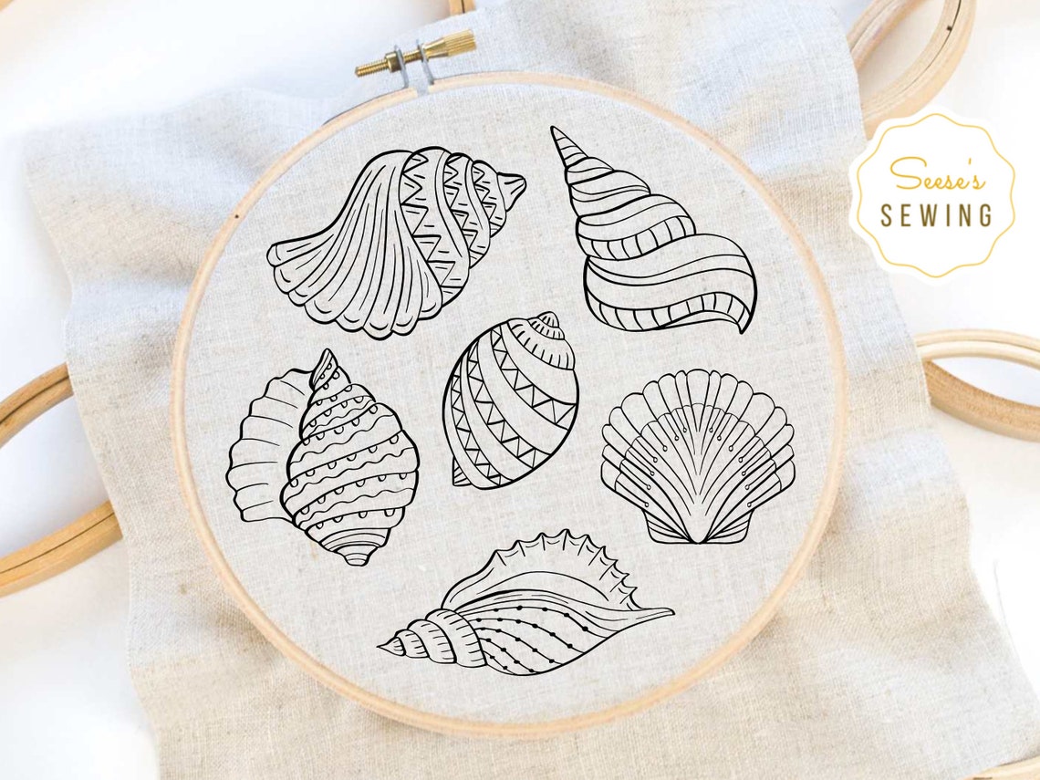 Seashells Hand Embroidery Pattern PDF Pattern Download - Etsy