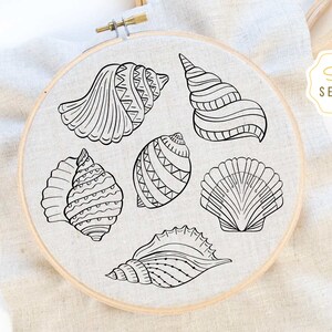 Seashells Hand Embroidery Pattern - PDF Pattern Download - Modern ...