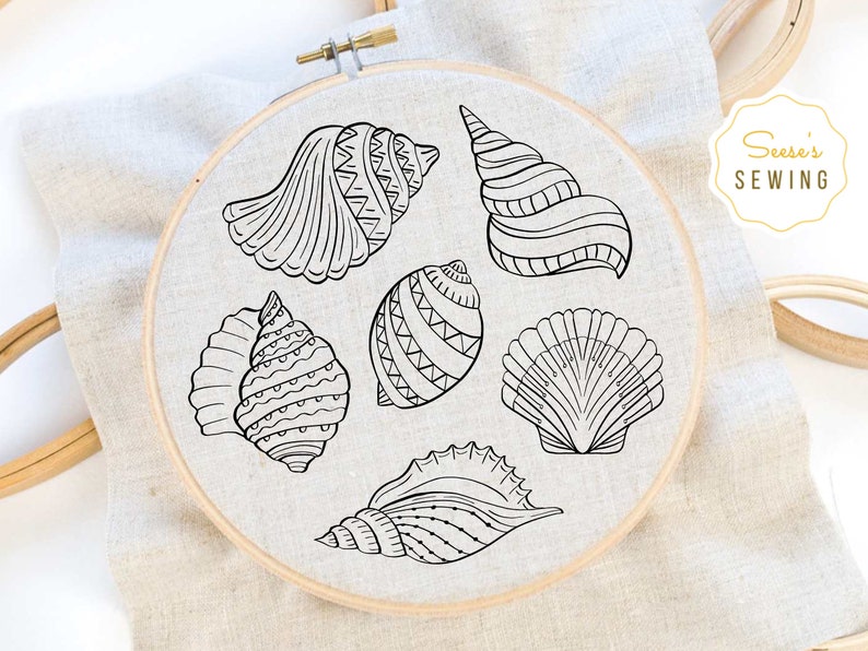 Seashells Hand Embroidery Pattern PDF Pattern Download - Etsy