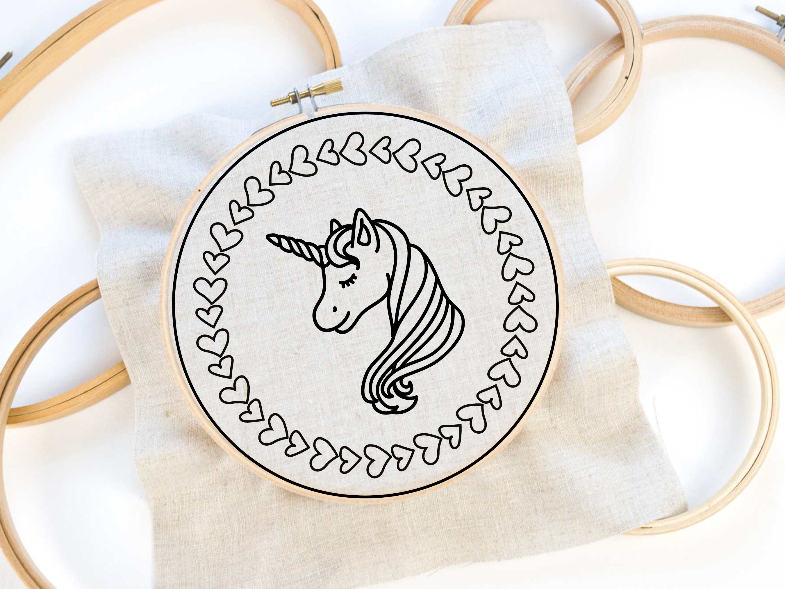 Unicorn Embroidery Pattern PDF Pattern Unicorn and Hearts - Etsy