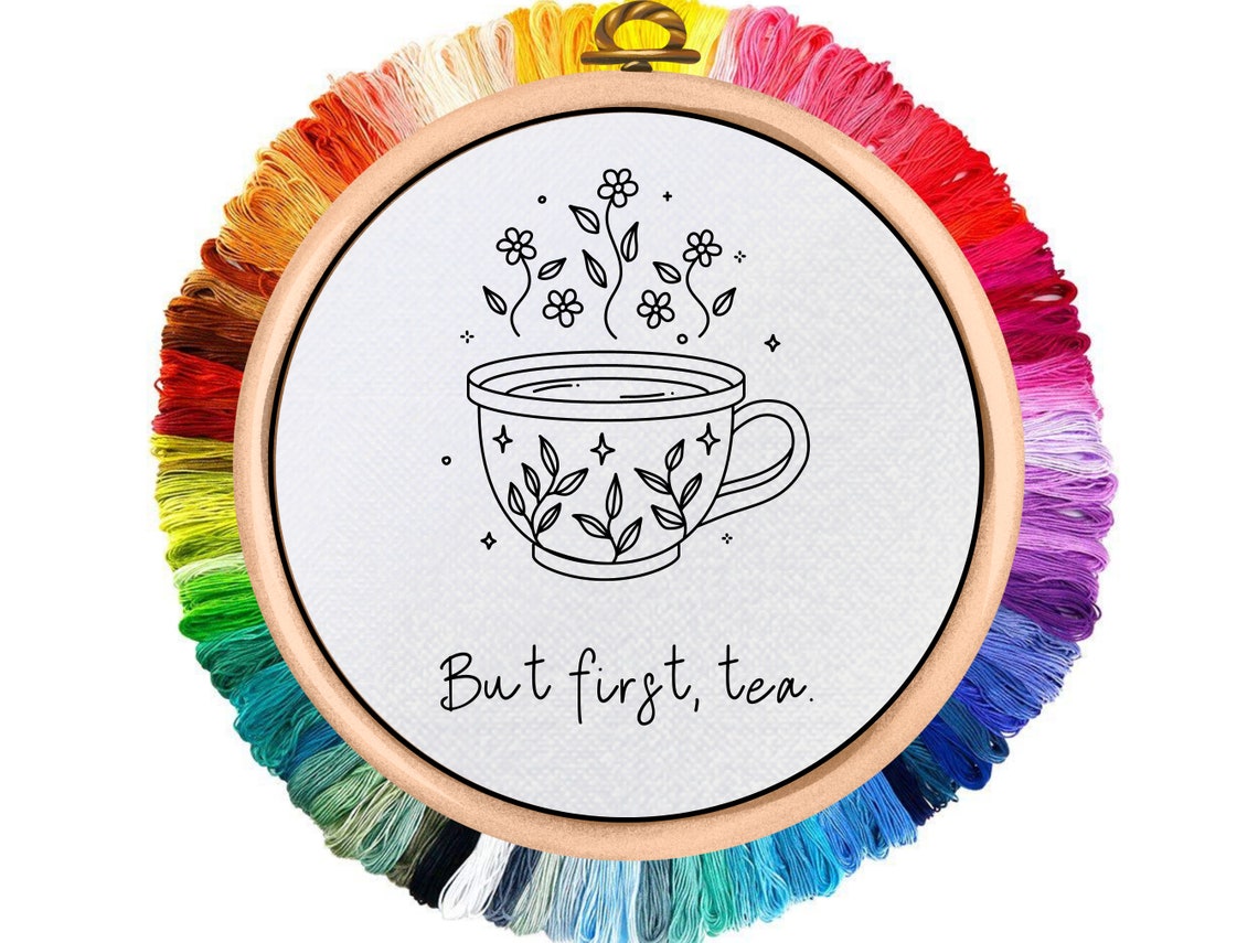 Tea Cup Embroidery Pattern PDF Pattern Tea Design - Etsy