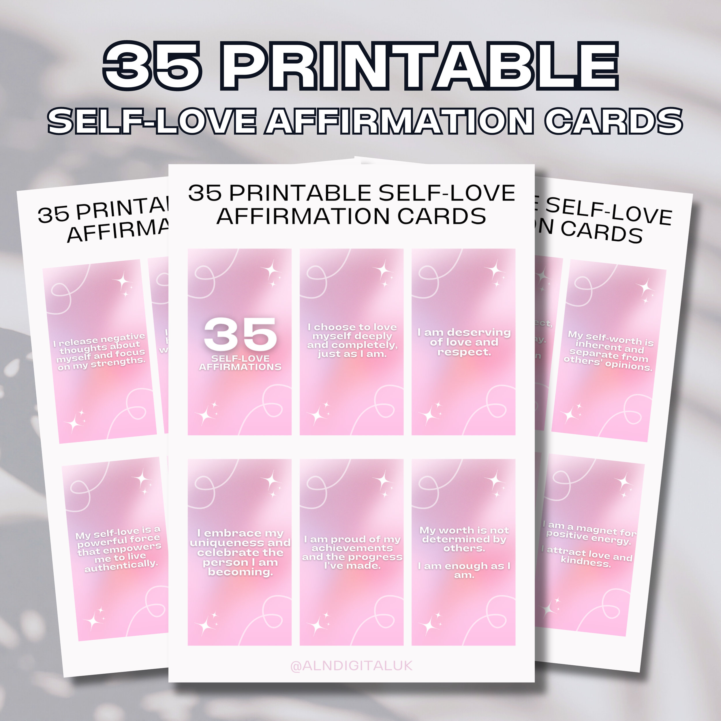 Printable Self-love Affirmation Cards Set of 35 Digital Download ...