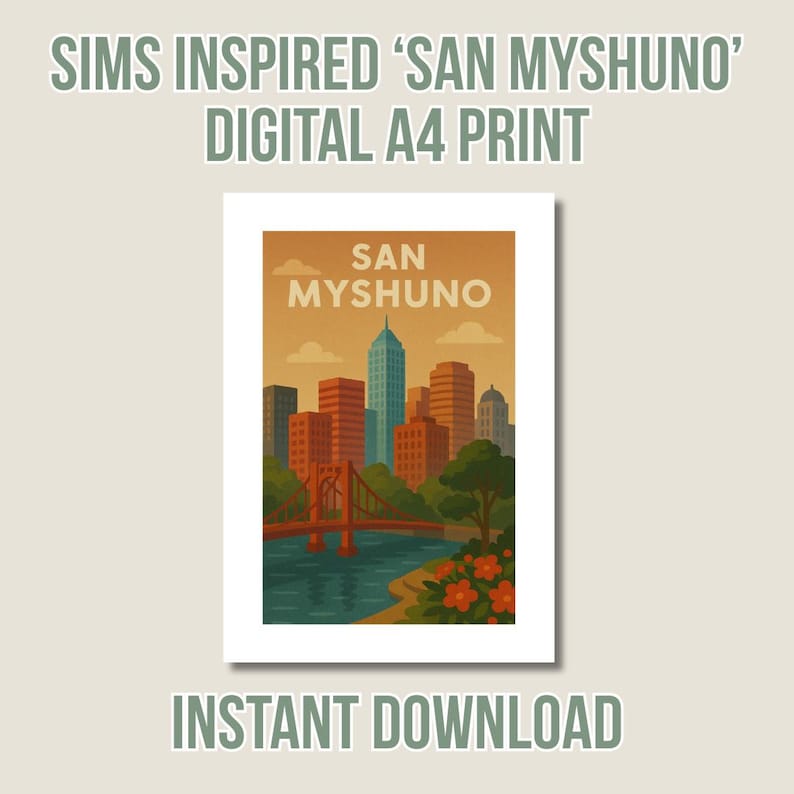San Myshuno Digital Print | AI Sims 4 Inspired City Art | Urban Sims ...