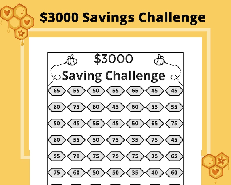 3k Saving Challenge 52 Week Challenge 3K Savings Challenge - Etsy