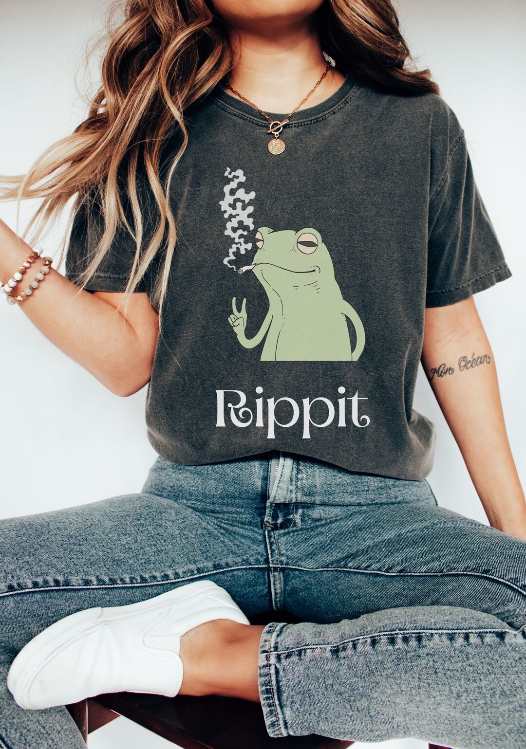 Rippit Frog Stoner Tee, Funny Weed Shirt, Cannabis Smoker Tshirt ...