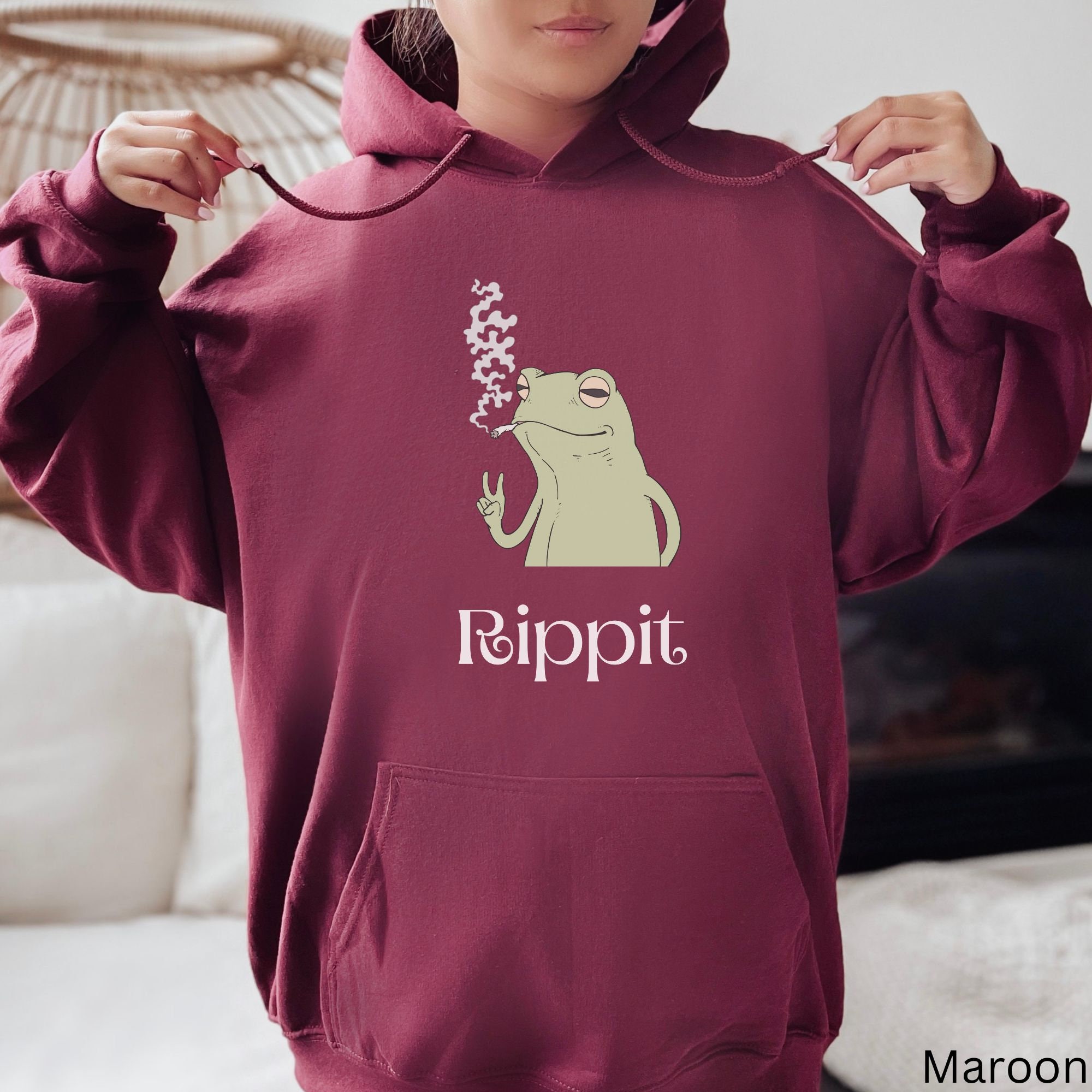 Rippit Frog Stoner Hoodie, Funny Weed Shirt, Cannabis Sweatshirt, Frog ...