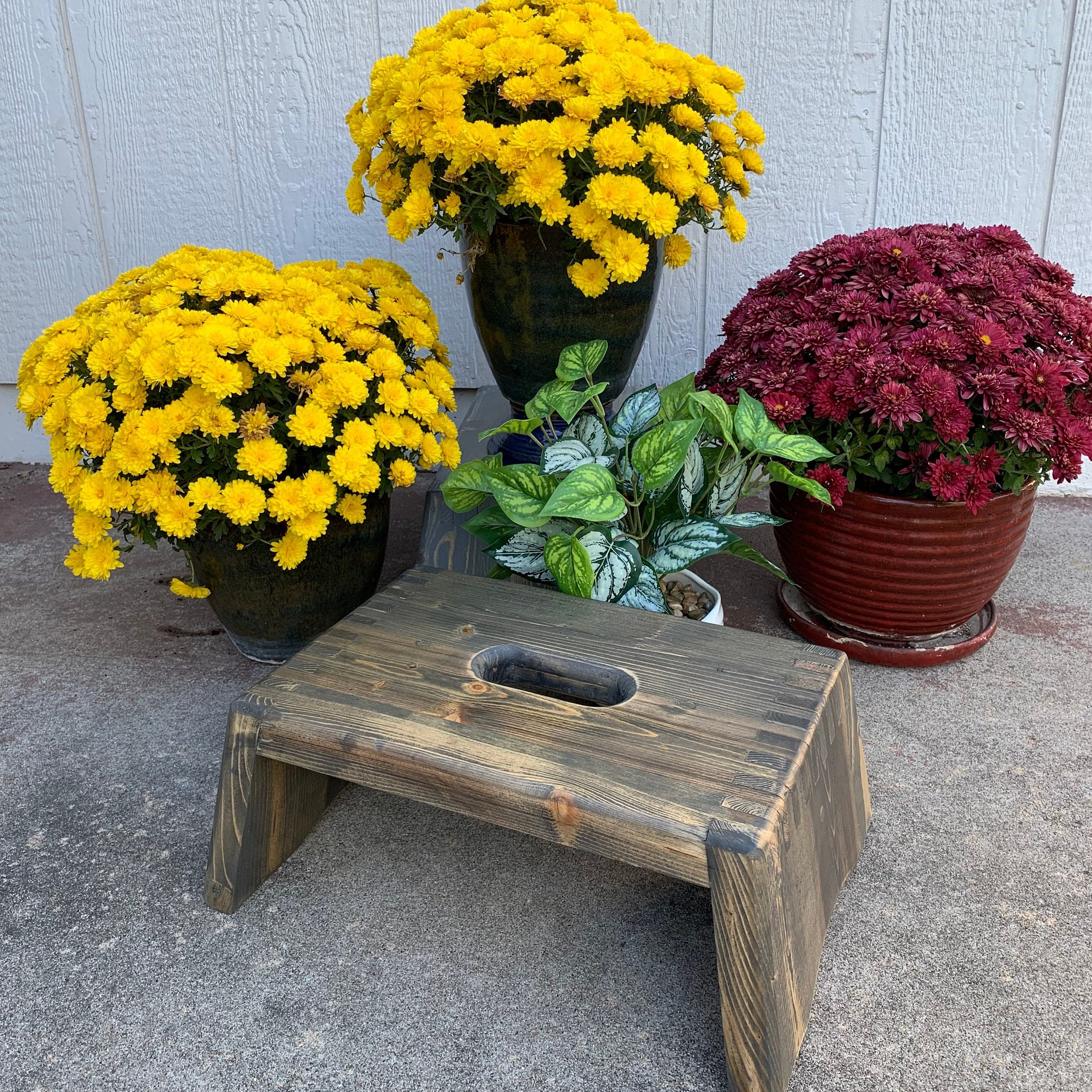 Hand Crafted Wood Step Stool, Tip-proof, Stained, Painted, Rustic ...